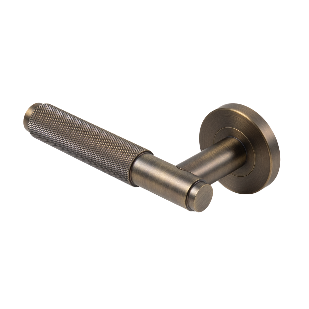 Alma Ivan Door Handle Knurled Brushed Vintage Antique Brass – Buildmat