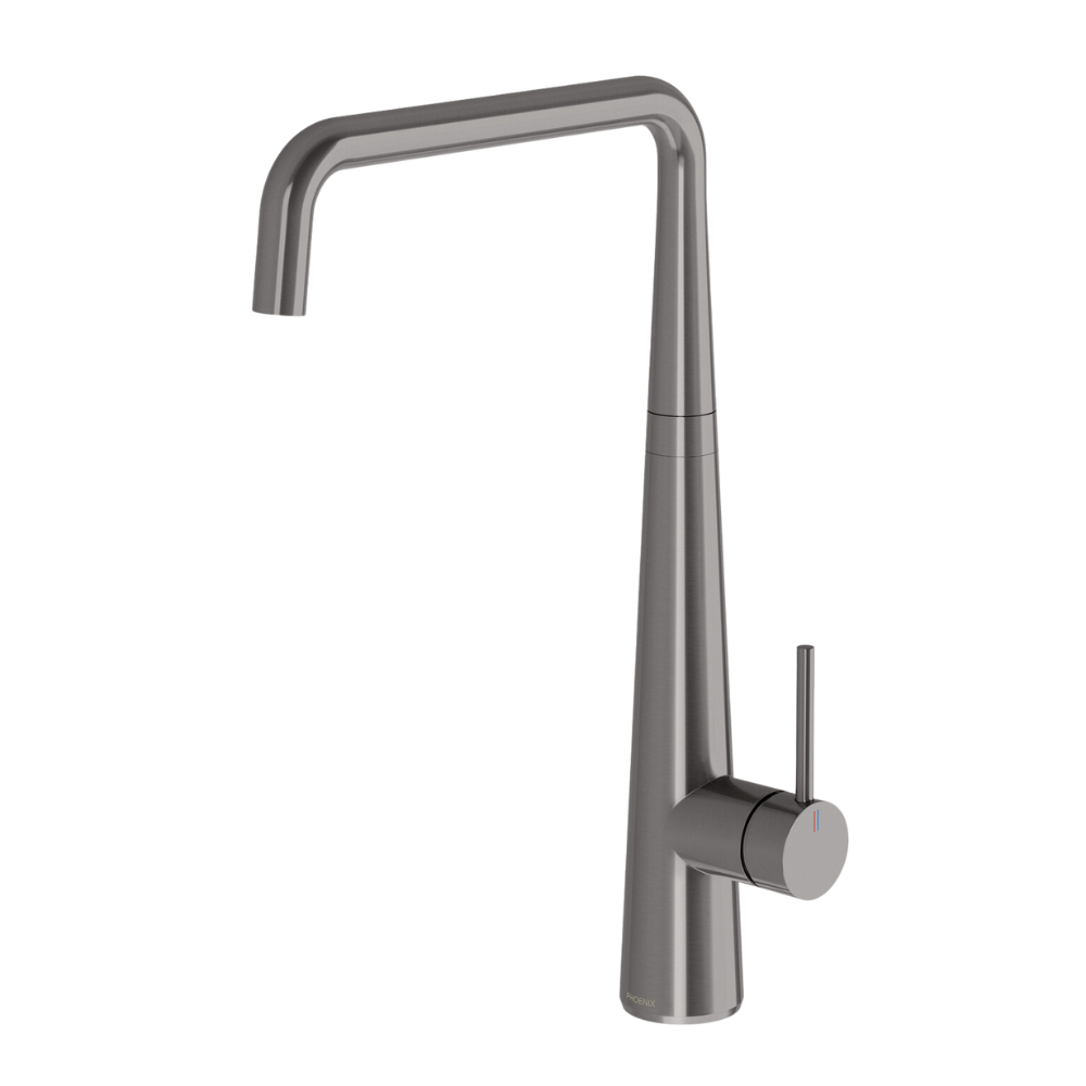 Phoenix Erlen Brushed Carbon Sink Mixer 200mm Squareline – Buildmat