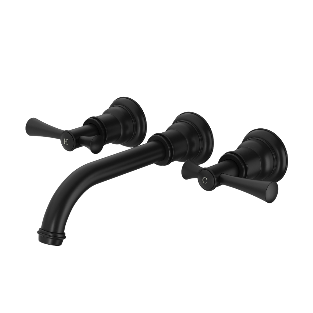 Phoenix Cromford Wall Basin / Bath Tap Set Matte Black – Buildmat