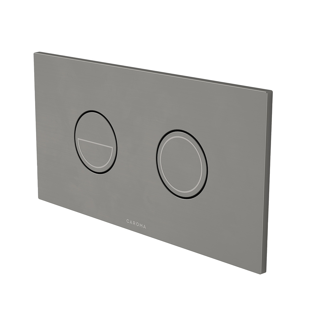 Caroma Invisi Series II Round Dual Flush Plate & Buttons (Metal) Gunme ...