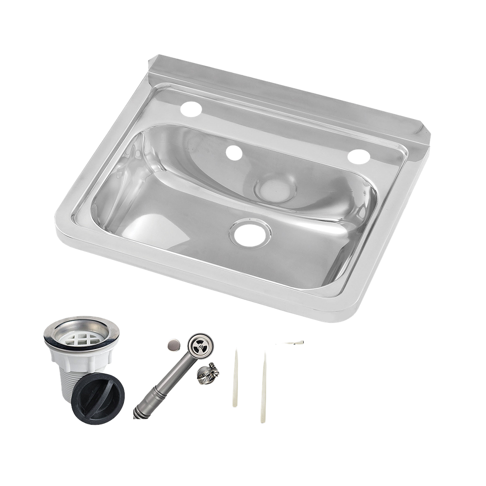 3monkeez Wall Mounted Hand Basin 2 Tap Hole with Overflow Kit – Buildmat