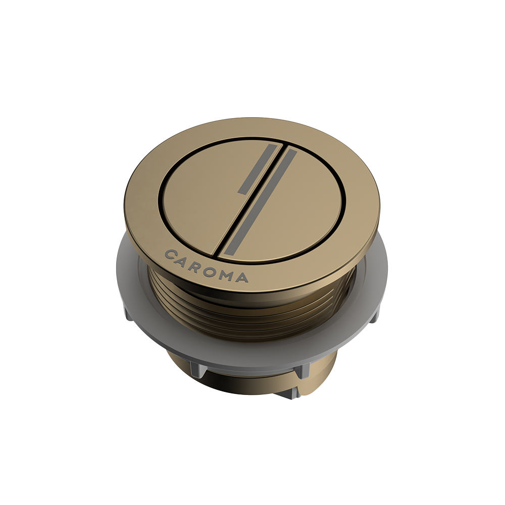 Caroma Dual Flush Round Bezel & Button Brushed Brass – Buildmat