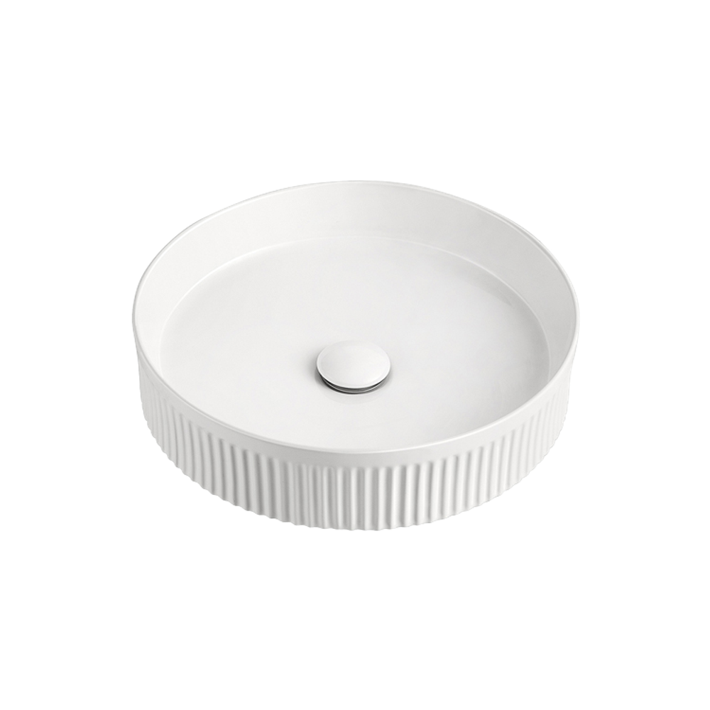 ADP Round Fluted Above Counter Basin Gloss White – Buildmat