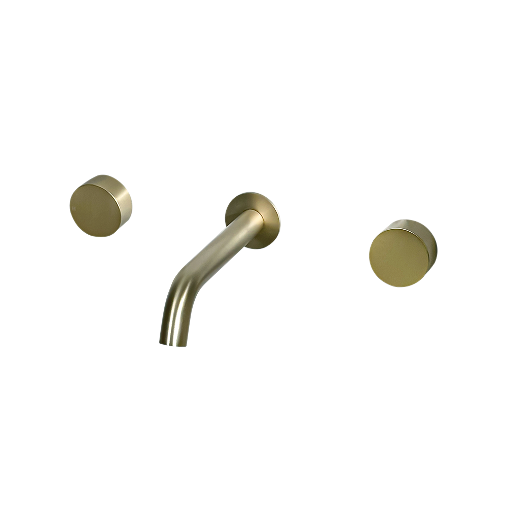 Alma Brushed Brass Gold Simple Circle Handles and Wall Spout Set – Buildmat