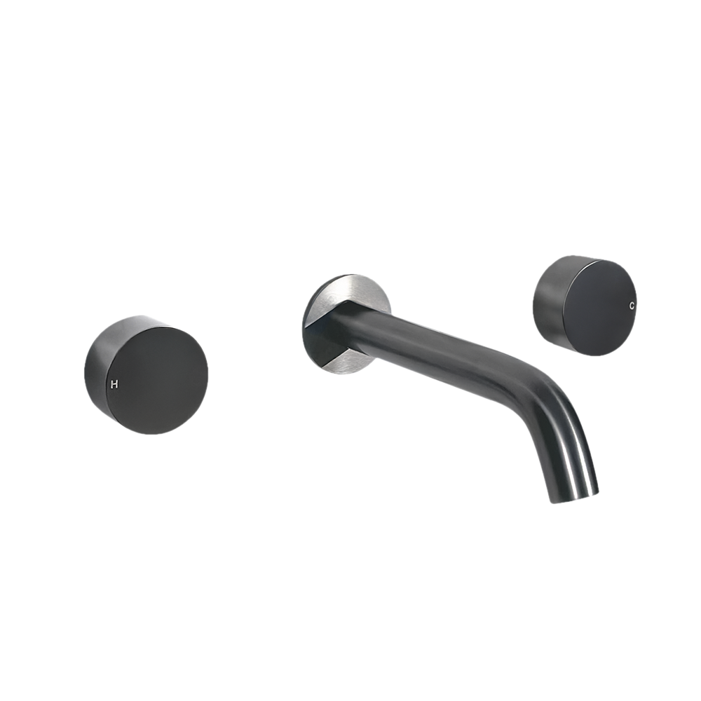 Alma Brushed Gunmetal Simple Circle Handles and Wall Spout Set – Buildmat