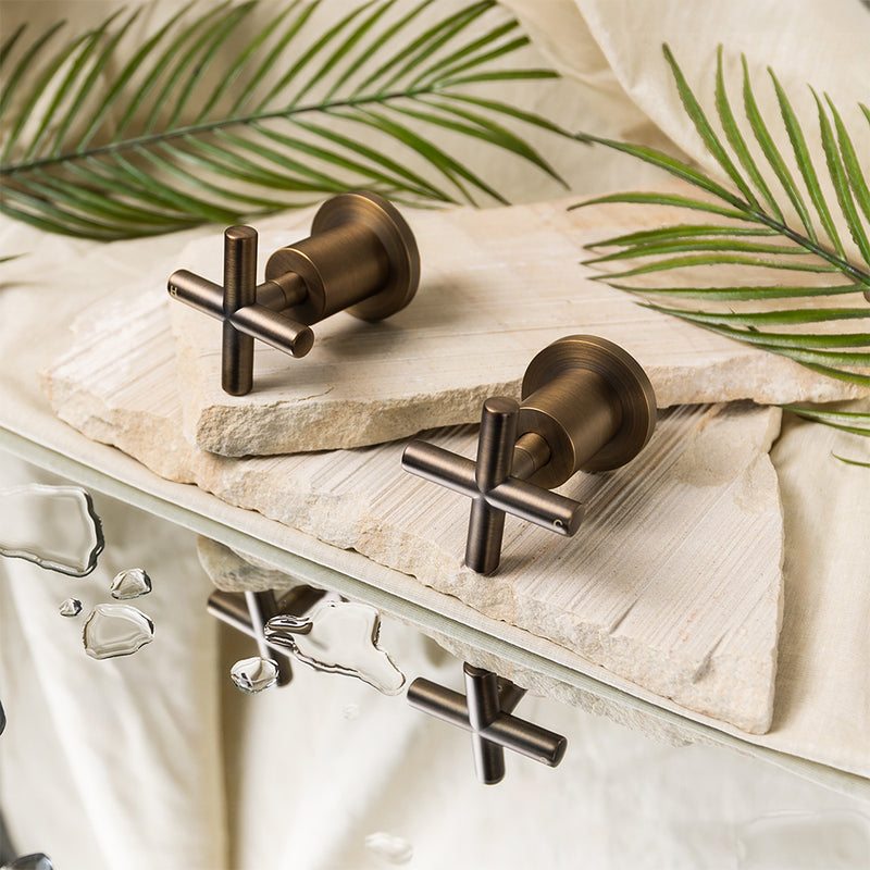 Alma Cora Brushed Vintage Antique Brass Cross Tap Handles – Buildmat