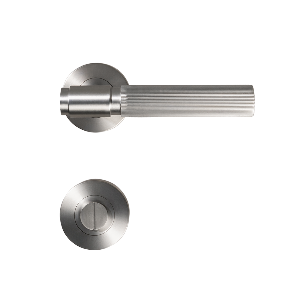 Alma Brushed Nickel Linear Door Handle with Linear Lock Set – Buildmat