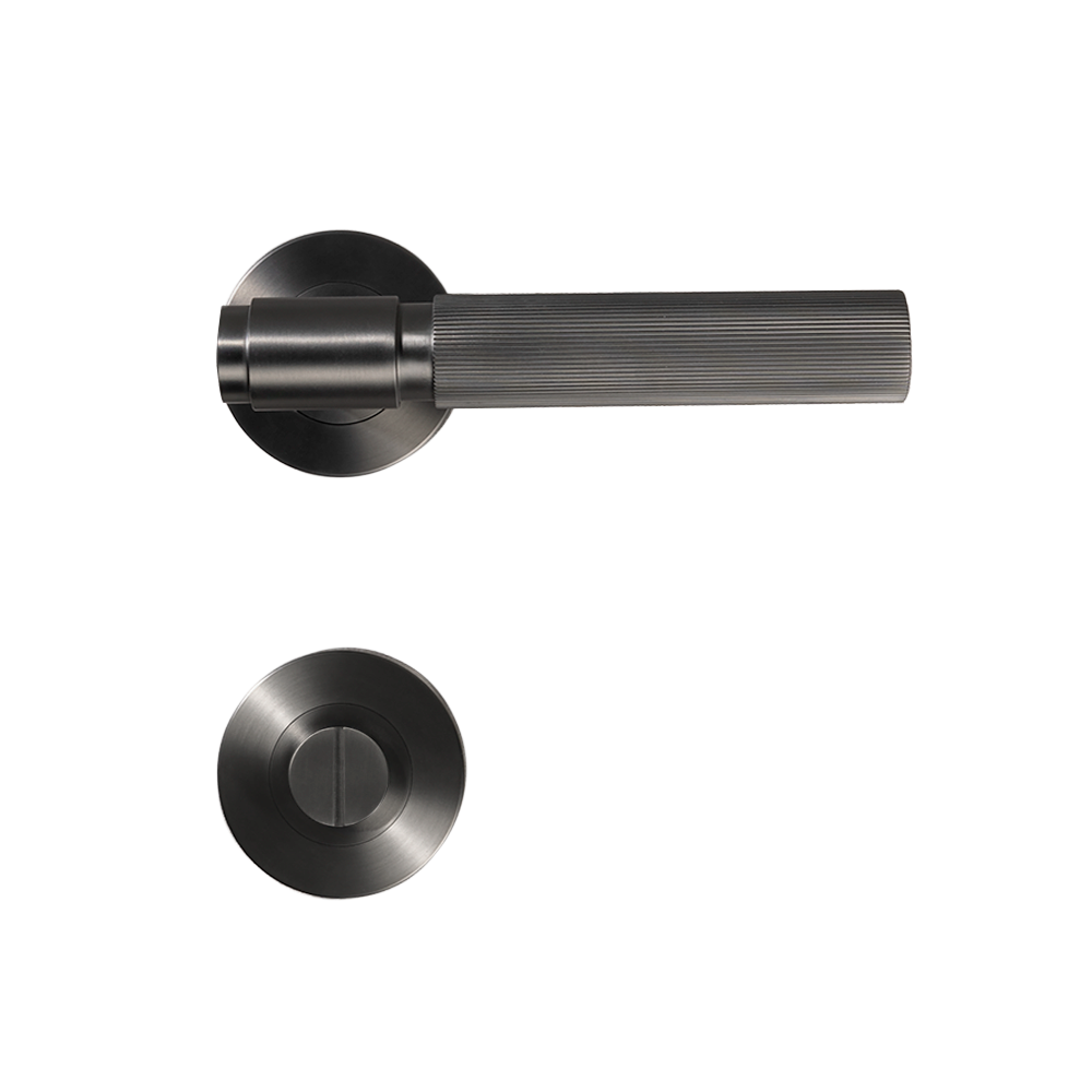 Alma Brushed Gunmetal Linear Door Handle with Linear Lock Set – Buildmat
