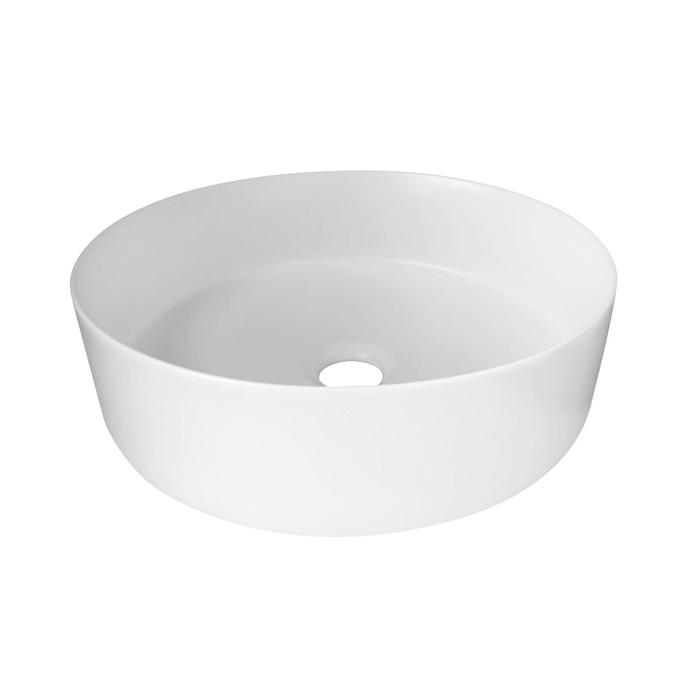 Keva Oshi Round Slimline 360mm Above Counter Basin Matte White – Buildmat