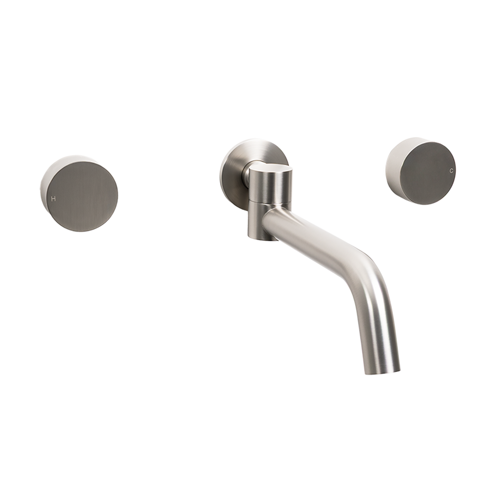 Alma Brushed Nickel Simple Circle Handles and Swivel Wall Spout Set ...