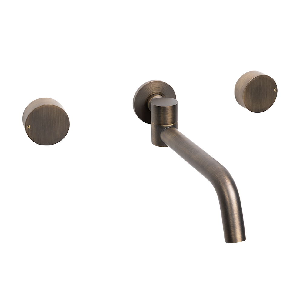 Alma Brushed Vintage Brass Simple Circle Handles and Swivel Wall Spout ...