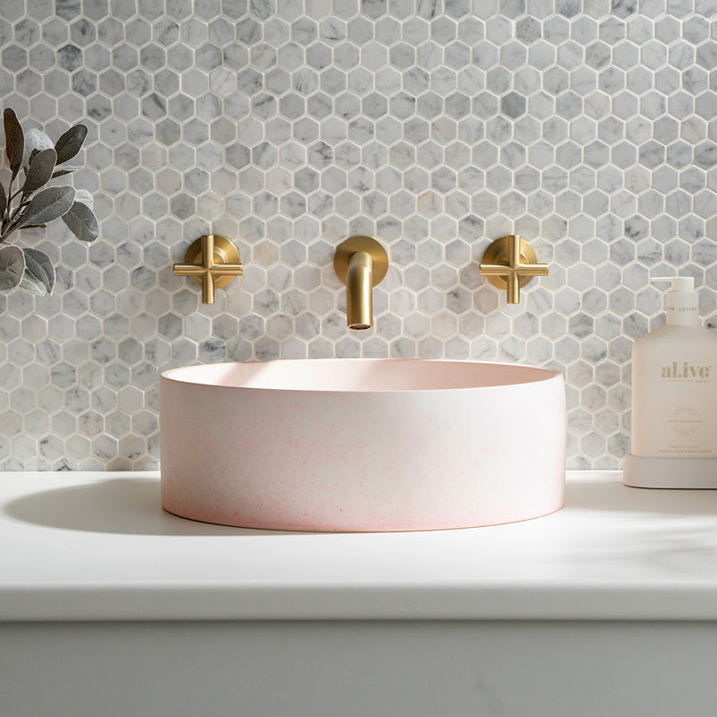 Cameron Champagne Pink Circle Concrete Basin – Buildmat