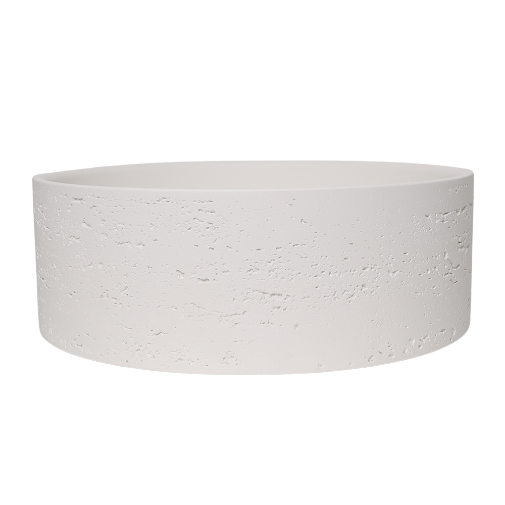 Alma Amos Circle Rustic Concrete Basin Sea Salt White – Buildmat