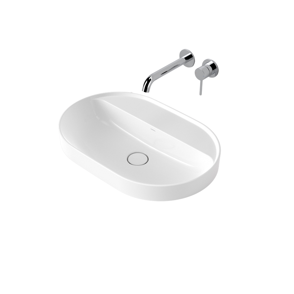 Caroma Liano II 600mm Pill Inset Basin with Tap Landing White – Buildmat