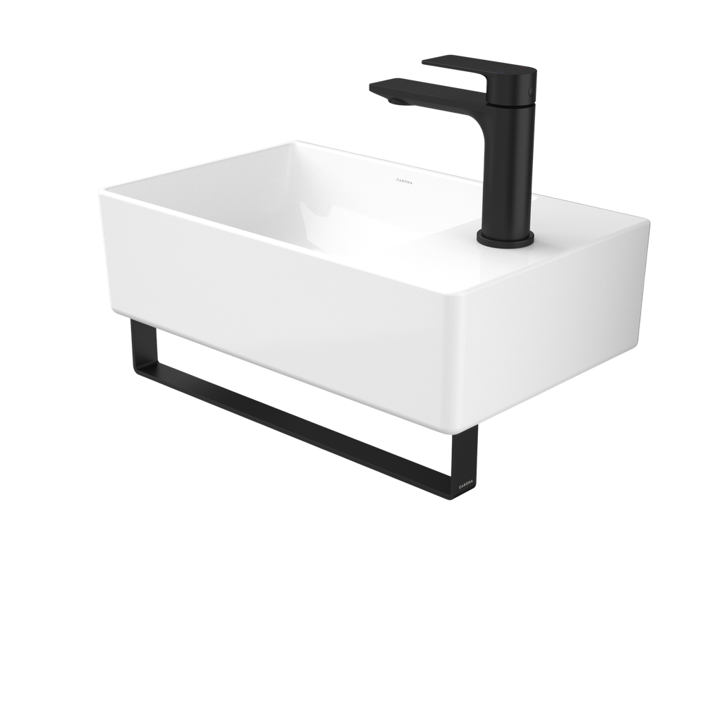 Caroma Urbane II Hand Wall Basin Integrated Rail Matte Black – Buildmat