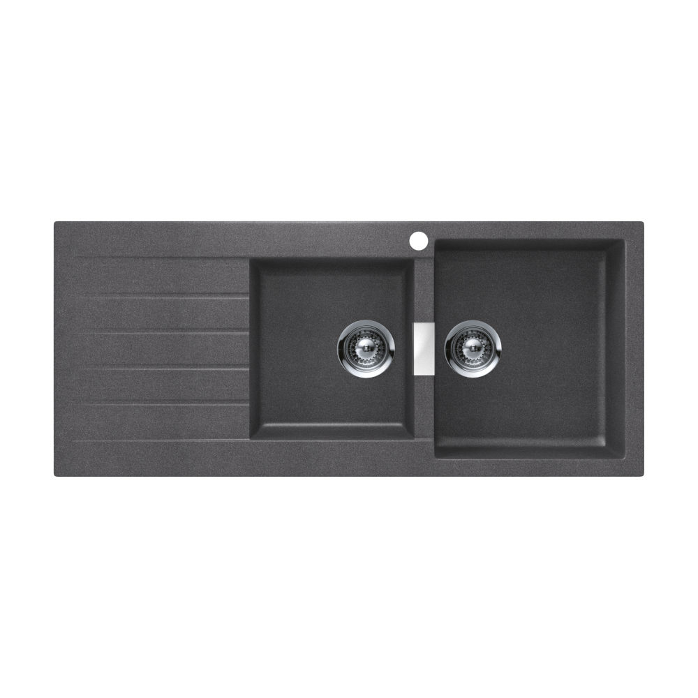 Schock Signus Stone 1 And 3/4 Bowl Right Hand Bowl 1 Tap Hole Grey ...