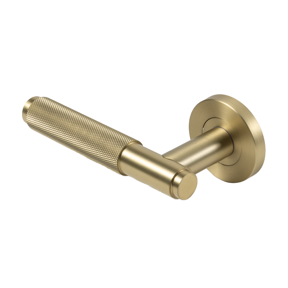 Alma Ivan Door Handle Knurled Brushed Brass Gold – Buildmat