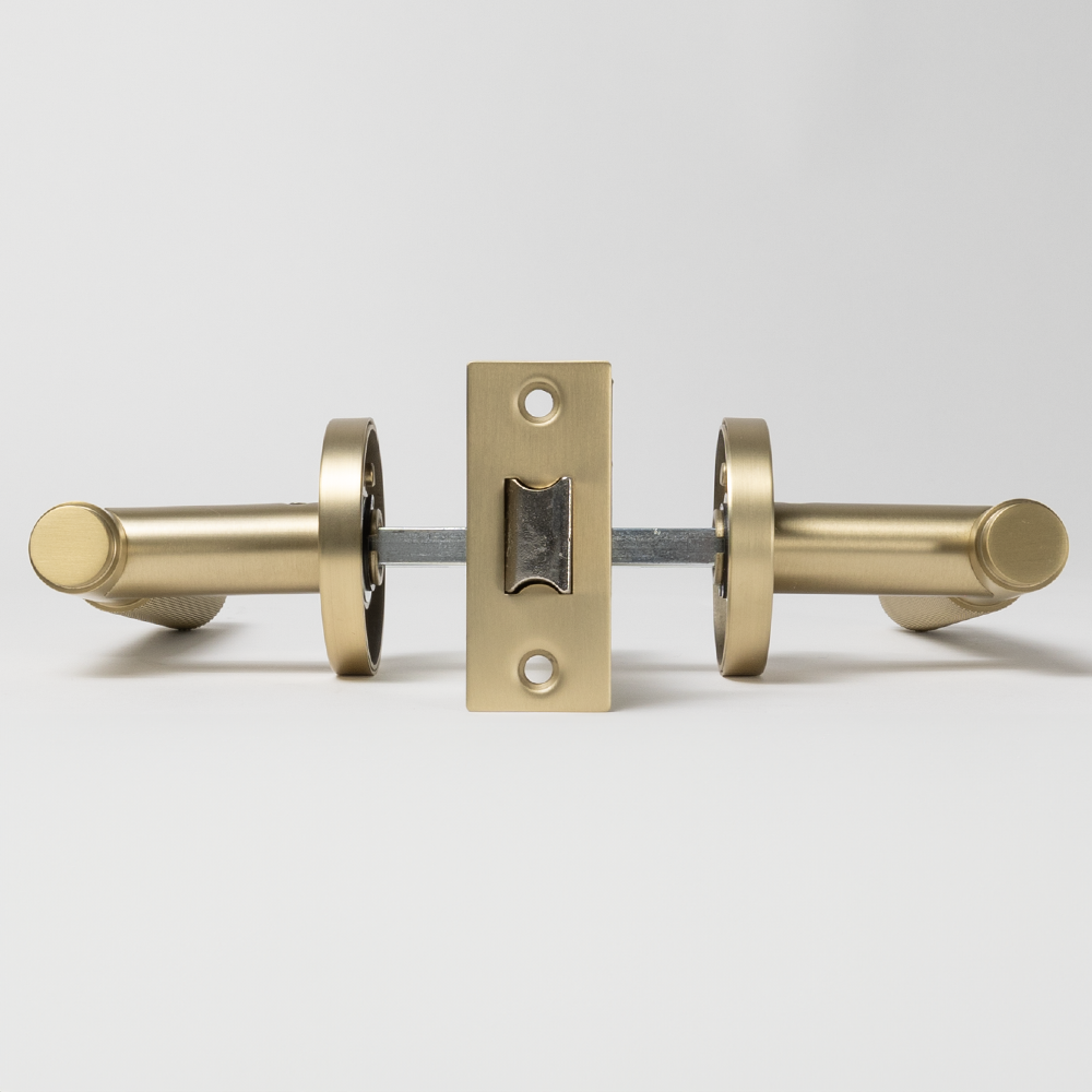 Ivan Door Handle Knurled Brushed Brass Gold – Buildmat