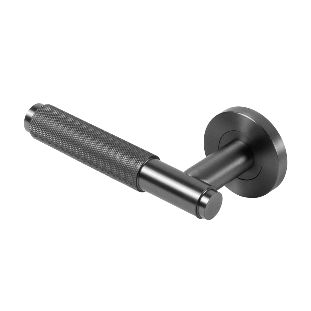 Alma Ivan Door Handle Knurled Brushed Gunmetal – Buildmat