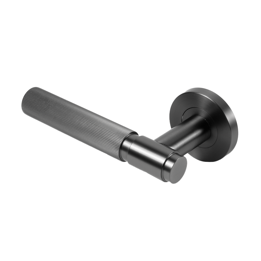 Alma Marko Door Handle Linear Reeded Brushed Gunmetal – Buildmat