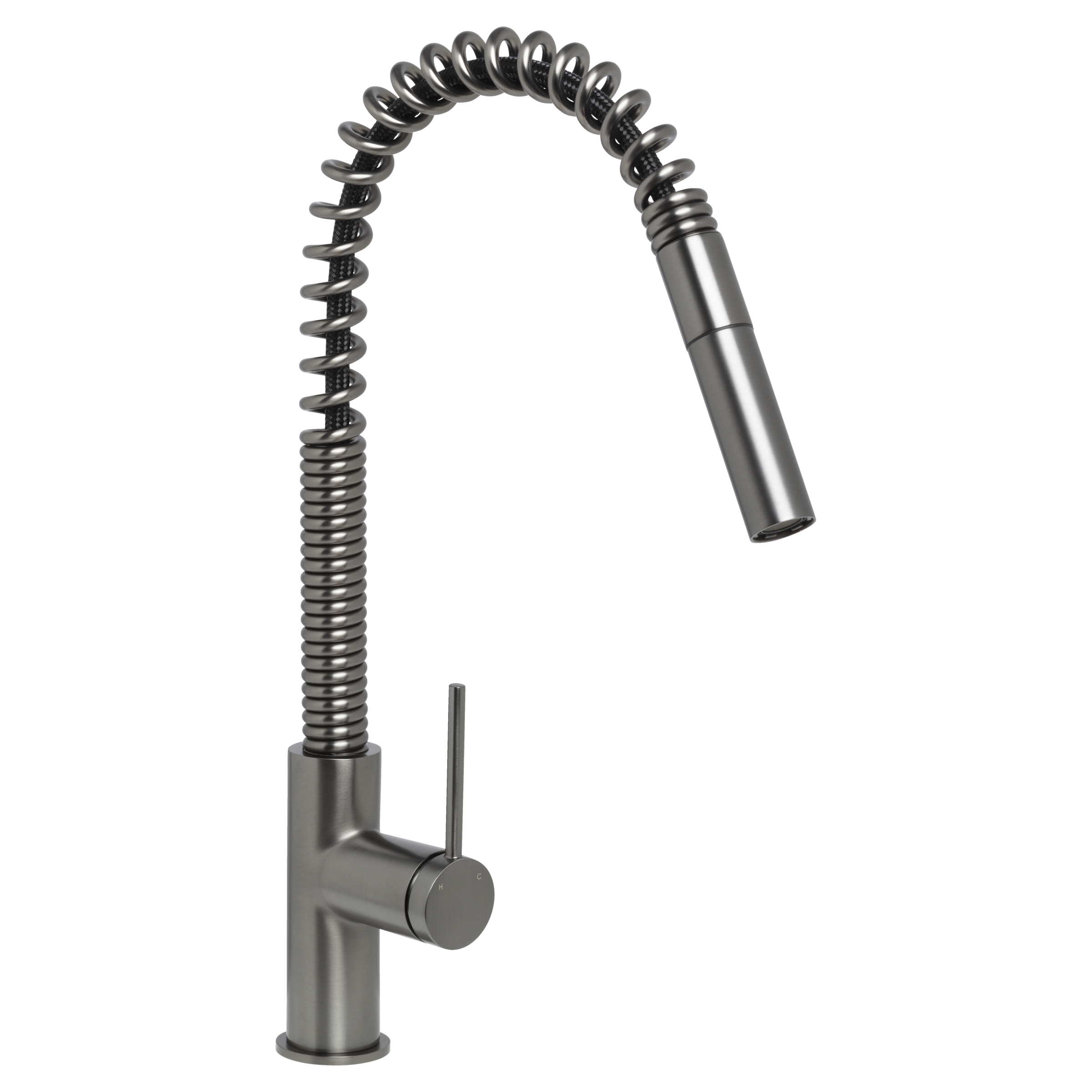 Johnson Suisse Venezia Gooseneck Pull Out Spring Sink Mixer Brushed Gu ...