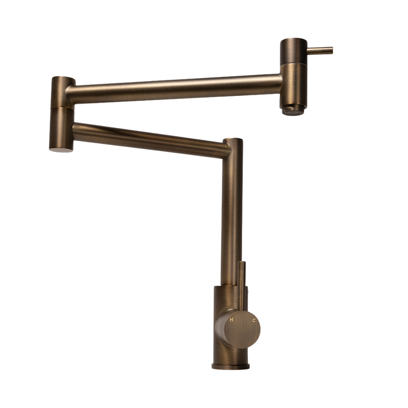 Barbara Bench Pot Filler Brushed Vintage Antique Brass – Buildmat