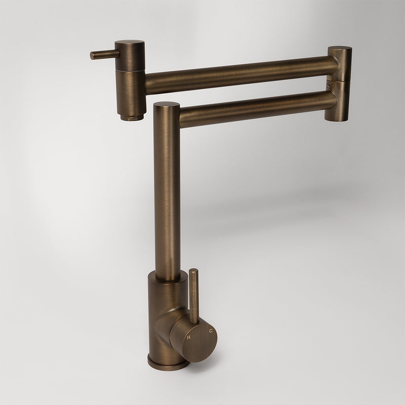 Barbara Bench Pot Filler Brushed Vintage Antique Brass – Buildmat