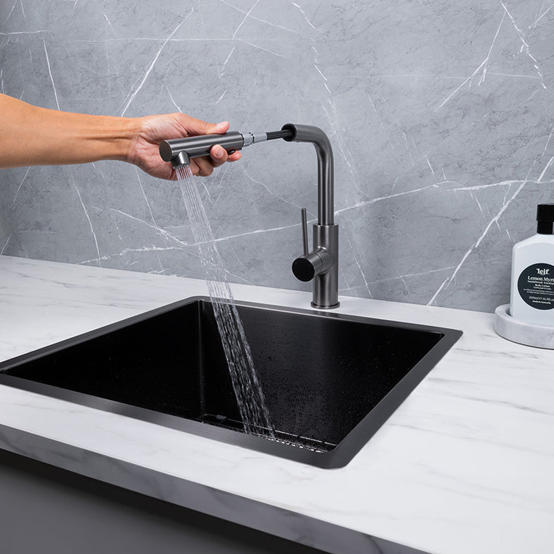 Nisa Square Pull Out Mixer Brushed Gunmetal – Buildmat