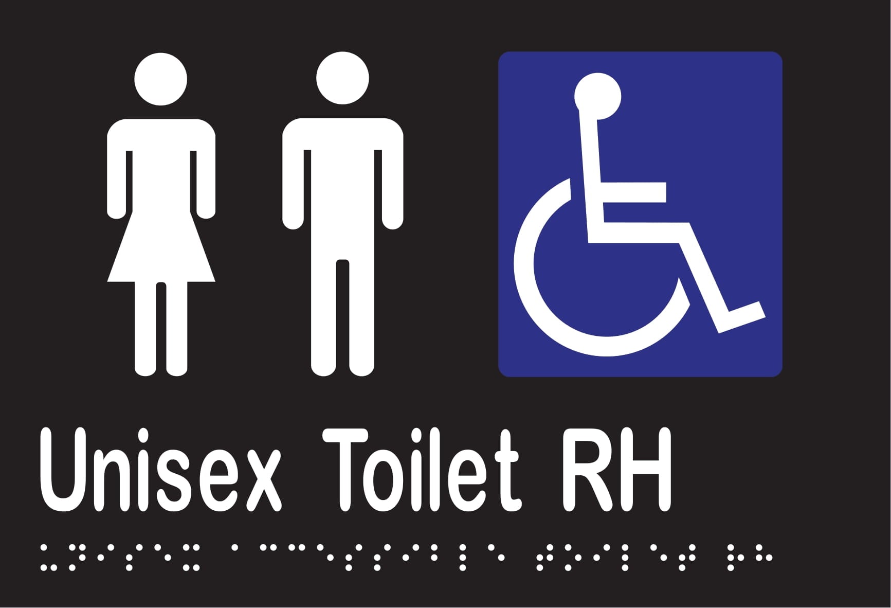 Metlam Unisex Accessible Toilet Right Hand Braille In Designer Black ...
