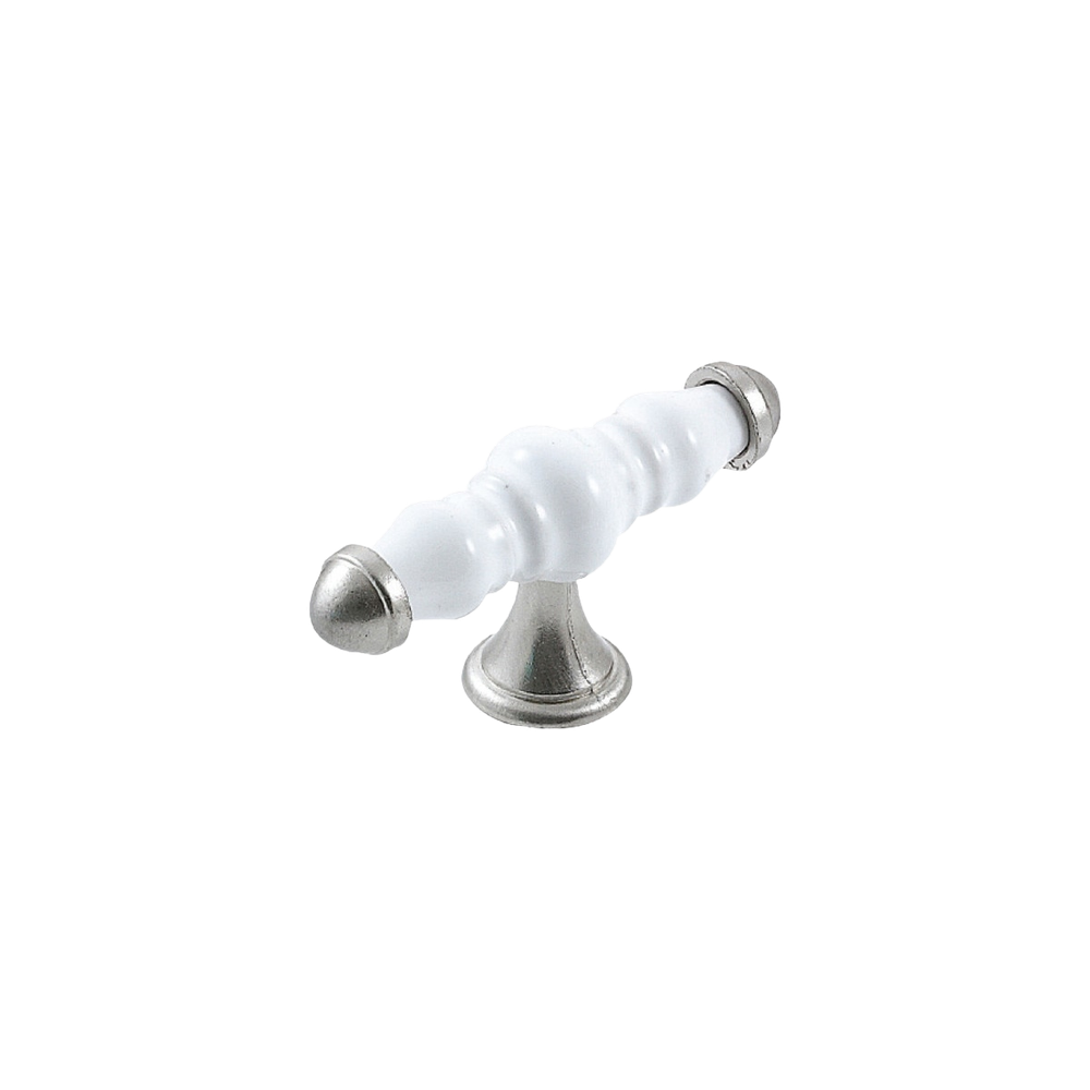 Momo Handles Momo Trianon T Knob 90mm White & Brushed Nickel – Buildmat