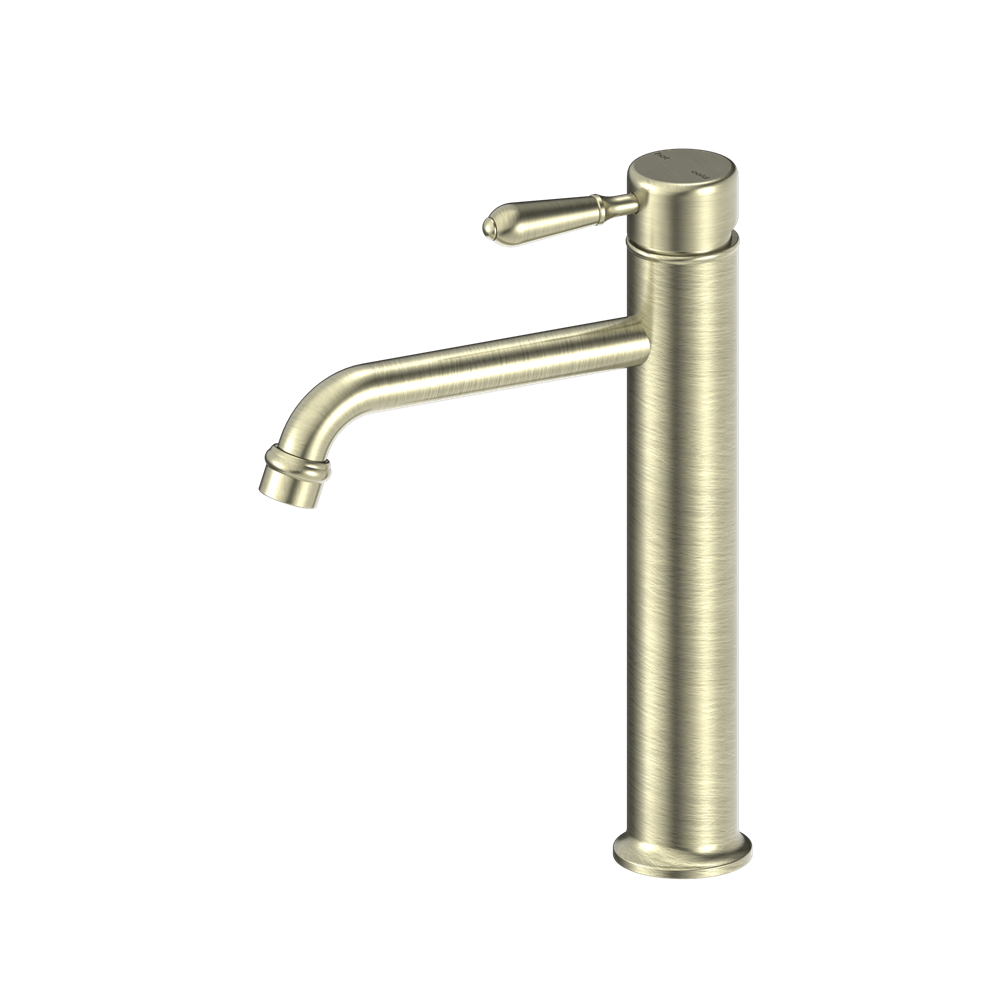 Nero York Straight Tall Basin Mixer With Metal Lever Aged Brass – Buildmat