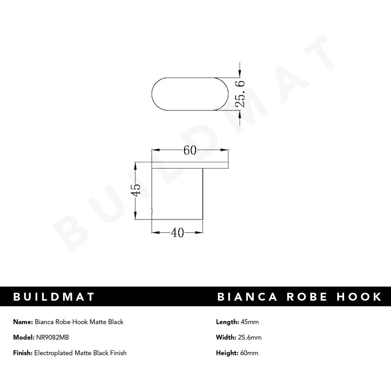 Nero Bianca Robe Hook Matte Black – Buildmat
