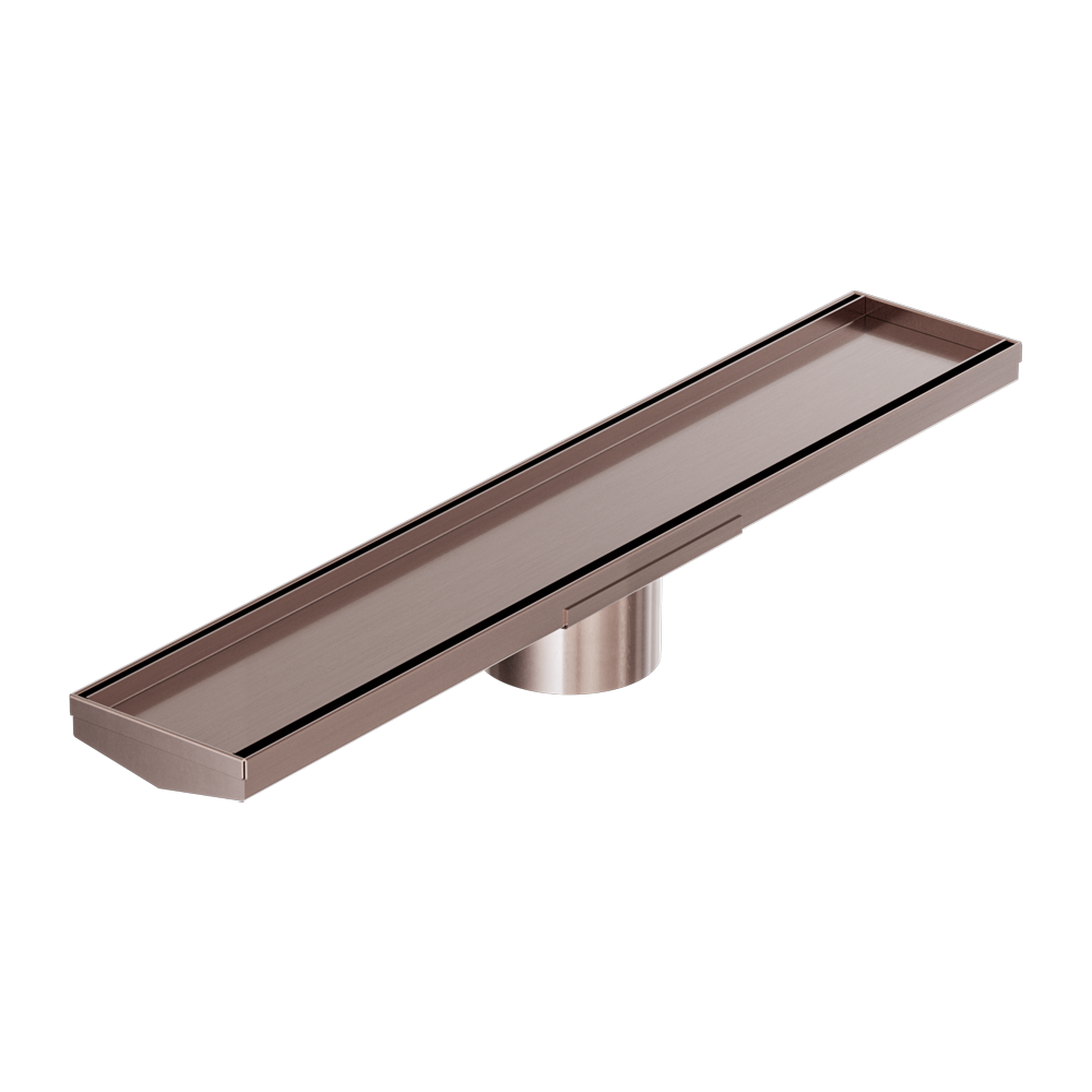 Nero Tile Insert V Channel 600mm Floor Grate 89mm Outlet with Outlet a ...