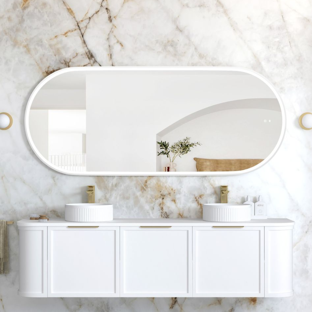 Otti LED Noosa 1800mm White Metal Frame Mirror Install Horizontal or V ...