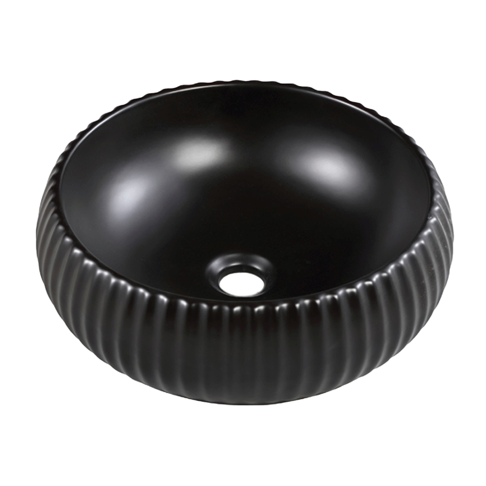 Keva Lily Matte Black Fluted Basin – Buildmat