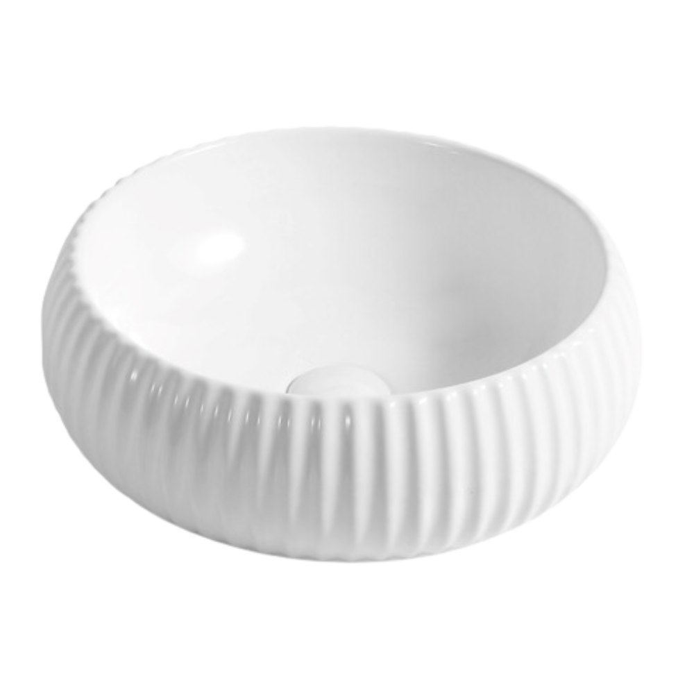 Keva Lily Matte White Fluted Basin – Buildmat