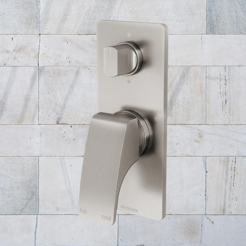 Rush Shower / Bath Diverter Mixer Brushed Nickel – Buildmat