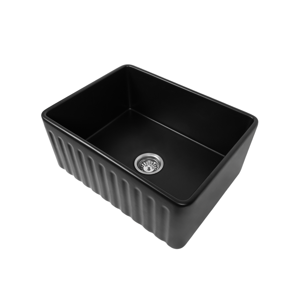 Alma Herman 610x459 Matte Black Farmhouse Fireclay Single Bowl Sink ...