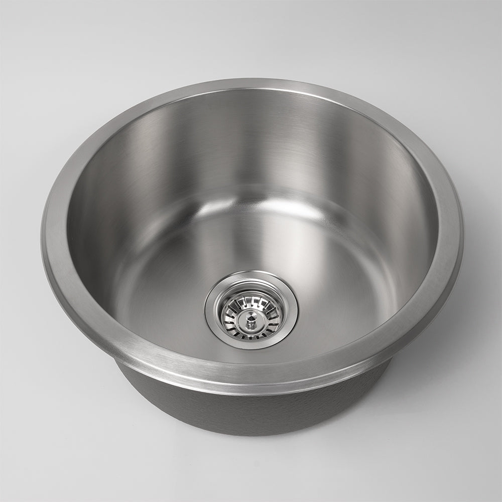Divya 425x425 Brushed Stainless Steel Round Sink – Buildmat