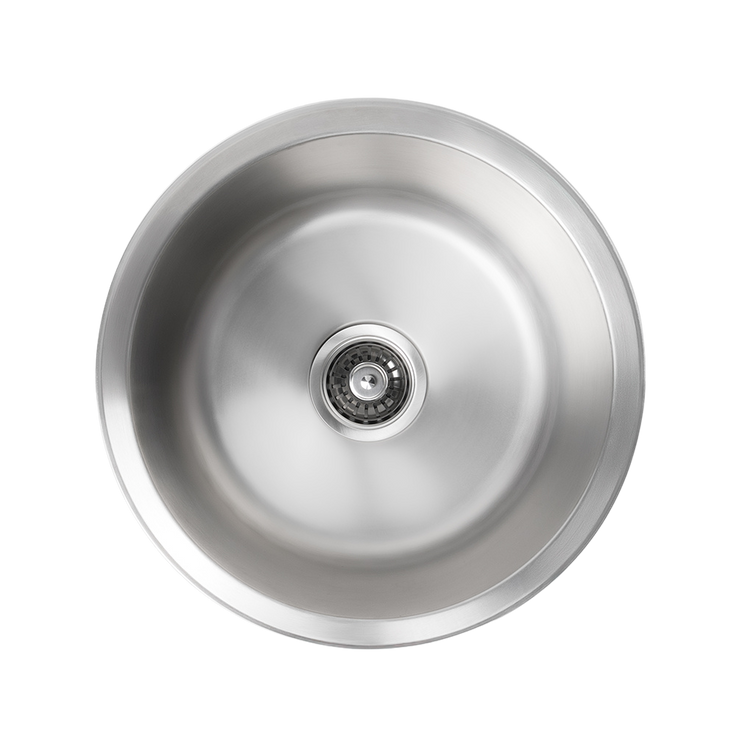Divya 425x425 Brushed Stainless Steel Round Sink – Buildmat