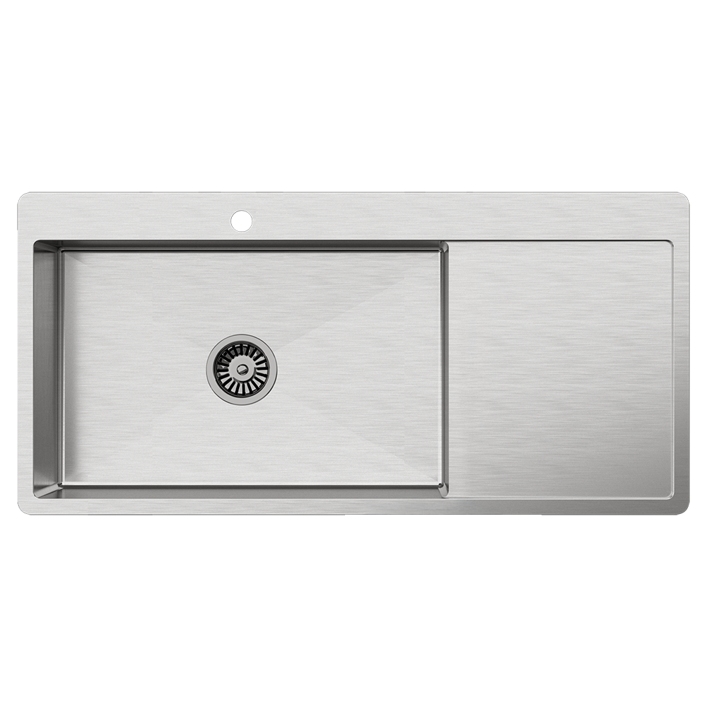 Alma Iver 1080x500 Single Bowl Tap Landing with Right Drain Board Sink ...