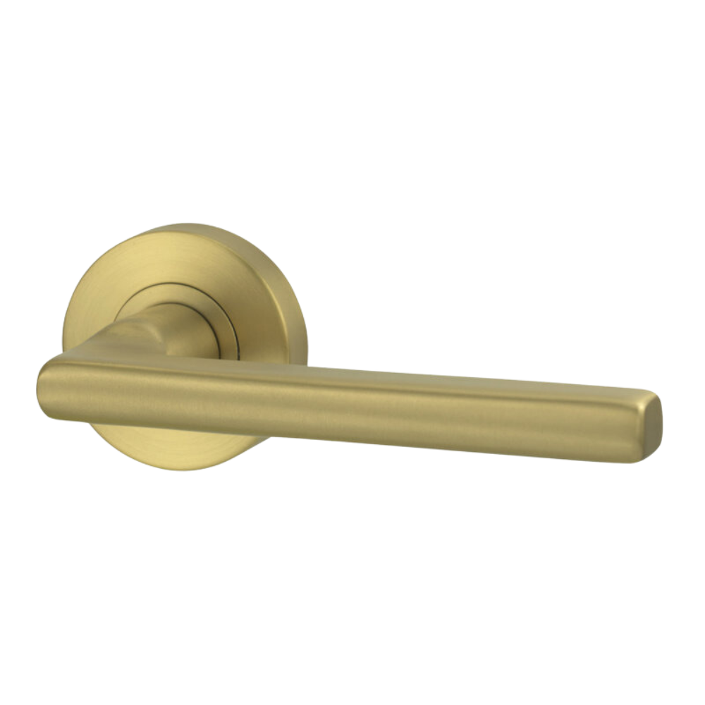 Lockwood Vivid Lever V4 Passage Set with Latch Satin Brass – Buildmat