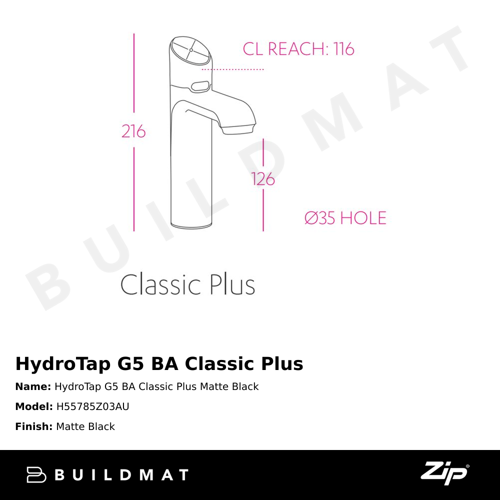 Zip Water HydroTap G5 BA Classic Plus Matte Black – Buildmat