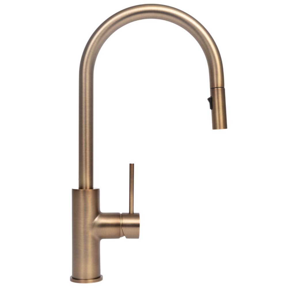 Mira Brushed Vintage Antique Brass Pull Out Mixer – Buildmat