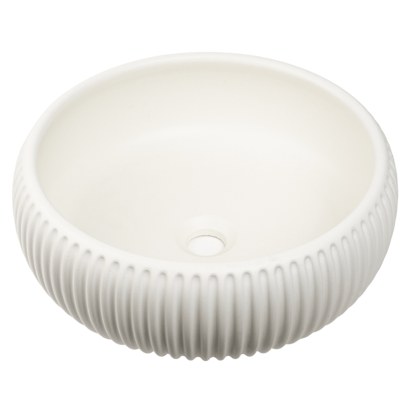 Felda Sea Salt White Fluted Concrete Basin – Buildmat